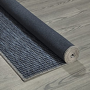 Ottomanson Machine Washable Wrinkle Free Solid Design Cotton 3x6 Traditional Flatweave Area Rug for Dining Room, Living Room, Bedroom, 2'7'' x 6', Navy