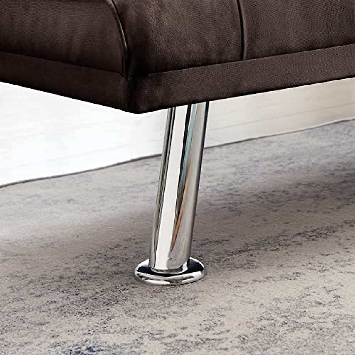 67" Modern Linen Upholstered Futon Sofa Convertible Sleeper Couch Bed Daybed Loveseat,Folding Recliner with 2 Cup Holders,Metal Legs,Removable Soft Pillow-Top Armrest for Living Room Compact Space