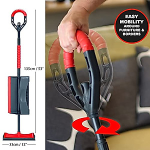 Roamwild Multi-Cleaner Rubber Pull Broom & Dustpan Combo Set with Unique Corner Cleaning Blades for Wet & Dry Mess Pet Hair Fur Removal for Hard Floors and Carpets