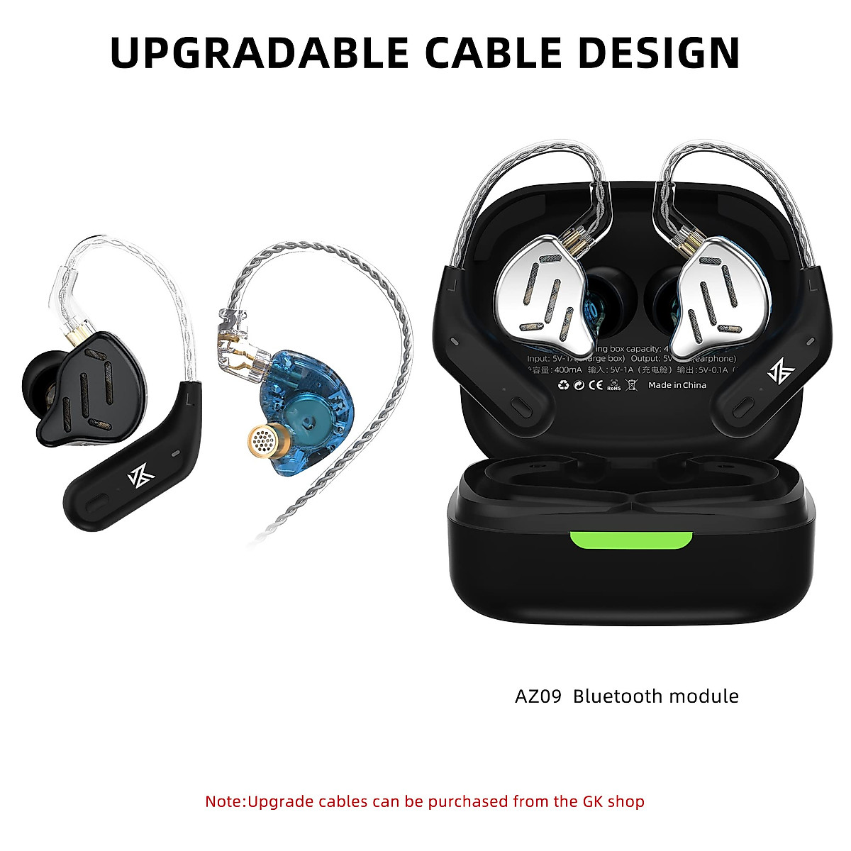KZ Zax in Ear Monitor Headphones, HiFi IEM Stereo Noise Isolating Sport Wired Earbuds with Detachable Cable for Musician Audiophile
