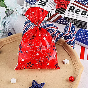 Whaline 150Pcs 4th of July Cello Bags 3 Design Patriotic Stars Stripes Cellophane Bags with Twist Tie American Flag Party Candy Goodie Treat Bag for Independence Day Memorial Day Party Favor Supplies