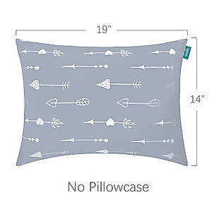 Toddler Pillow for Sleeping, Kid Pillow 14" x 19" for Small Travel Bed, Nap Pillow for Crib, Soft & Skin-Friendly Small Pillows for Sleeping, Toddler Use Only, Age 2 to 5 (Grey Arrow)