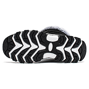 HOBIBEAR Boys Girls Winter Snow Boots Waterproof Insulated Faux Fur Lined Mid-Calf Booties (Black/New,4 Big Kid)