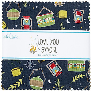 Love You S'More Riley Blake 5-inch Stacker, 42 Precut Fabric Quilt Squares by Gracey Larsen, Assorted