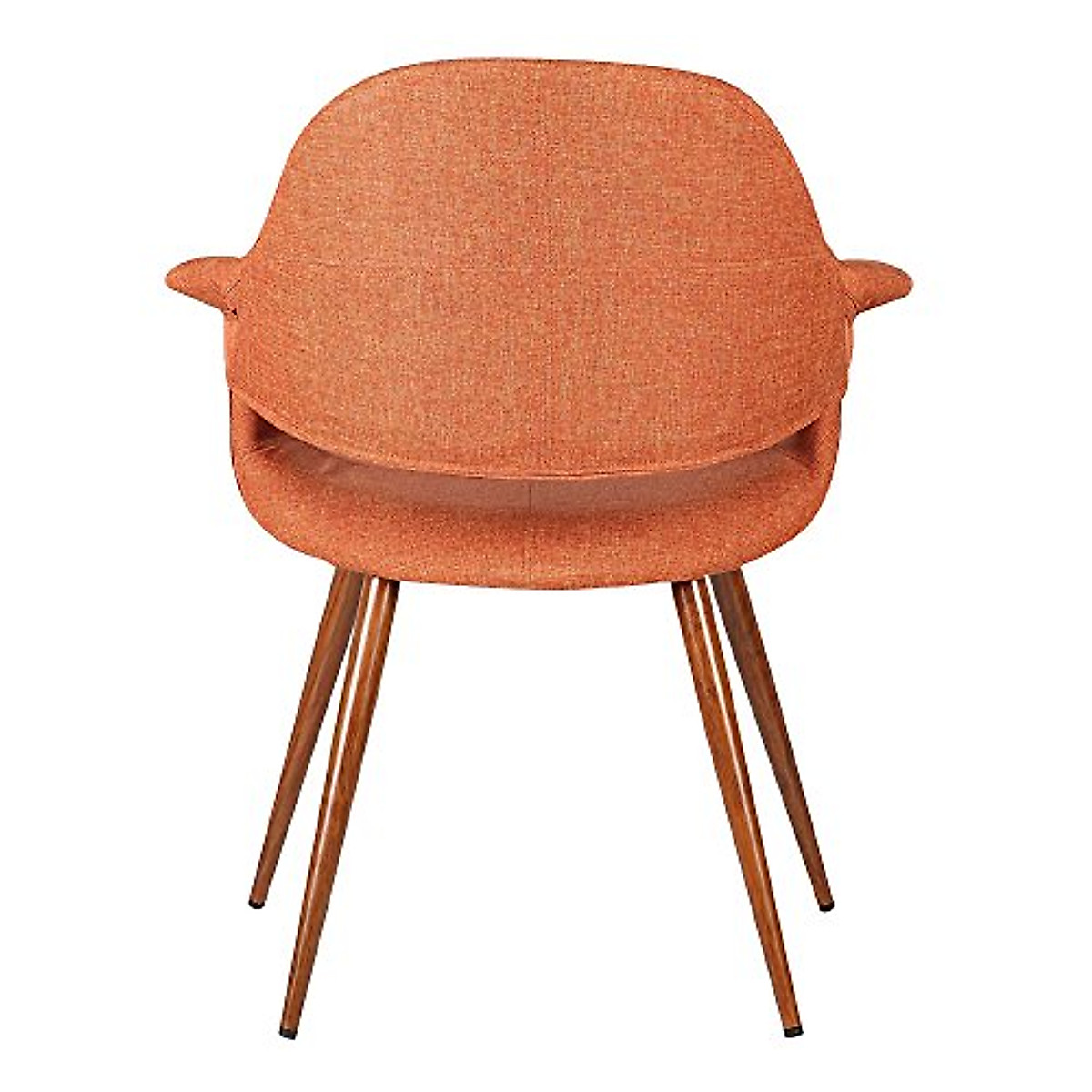 Armen Living Phoebe Dining Chair in Orange Fabric and Walnut Wood Finish