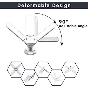 HCDIM LED Garage Light, 60W 6000LM Trilight E26 Garage Lights 6500K Tribright LED Triple Glow LED Garage Ceiling Lights Deformable Shop Lights for Garage, Workshop, Basement, Warehouse