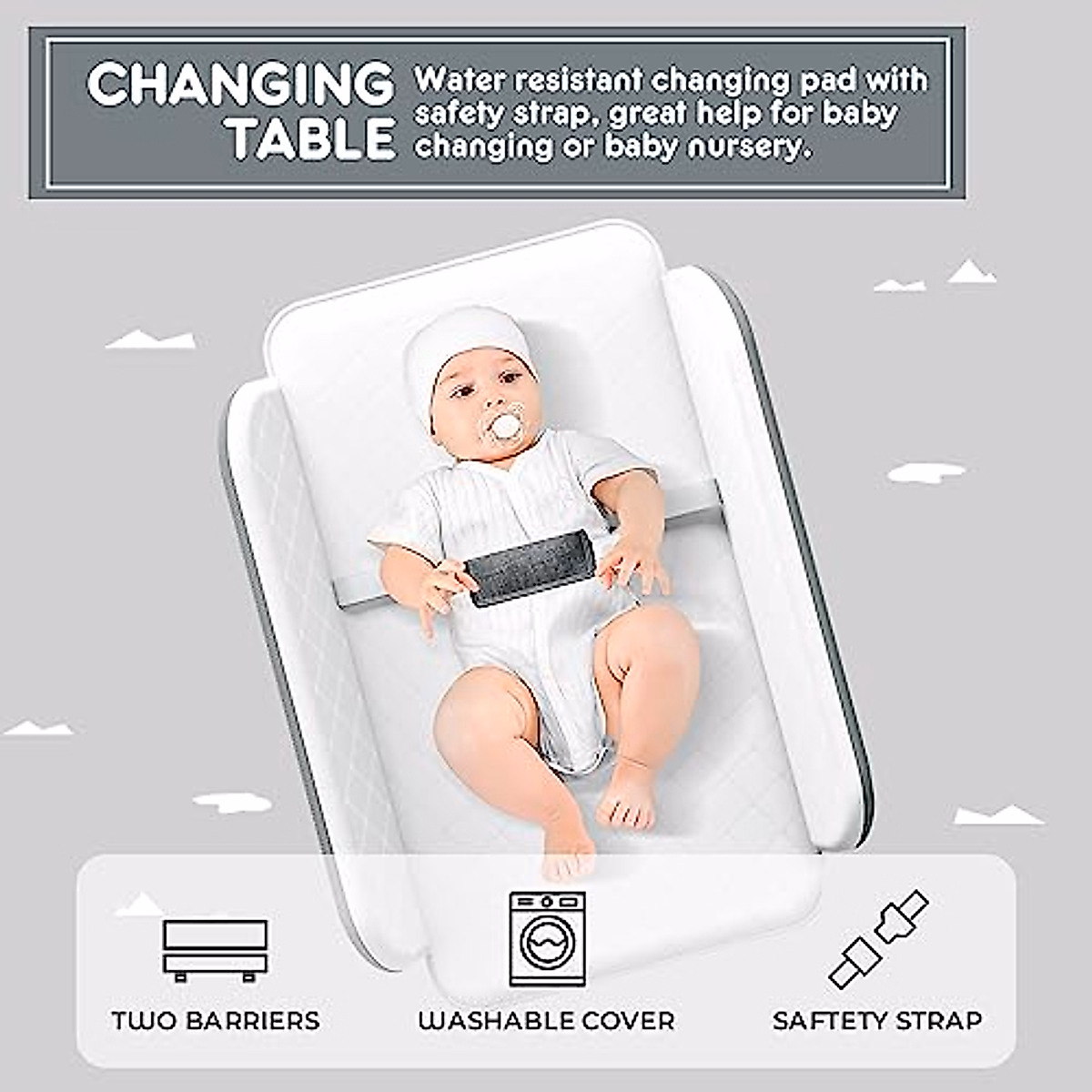 HARPPA Baby Bassinet Bedside Sleeper (Diaper Changing Station + Mosquito Net Included), Adjustable Bedside Crib with Storage, Converts to Cradle and Cosleeper, Portable, Easy Folding. Grey