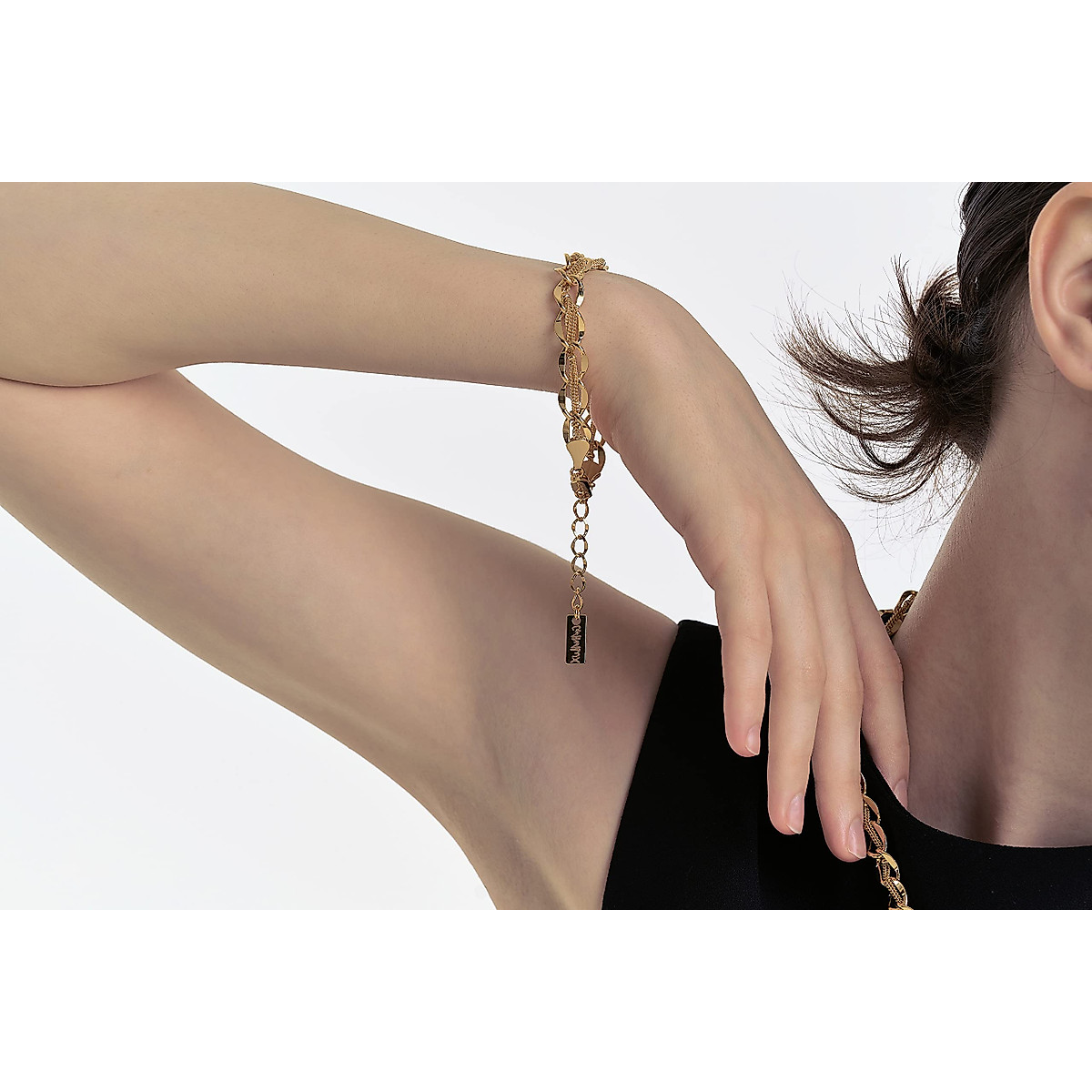 GANALUX 18K Gold Plated Bracelet for Women, Elegance Design Link Chain Jewelry Made in Korea (Multiple)