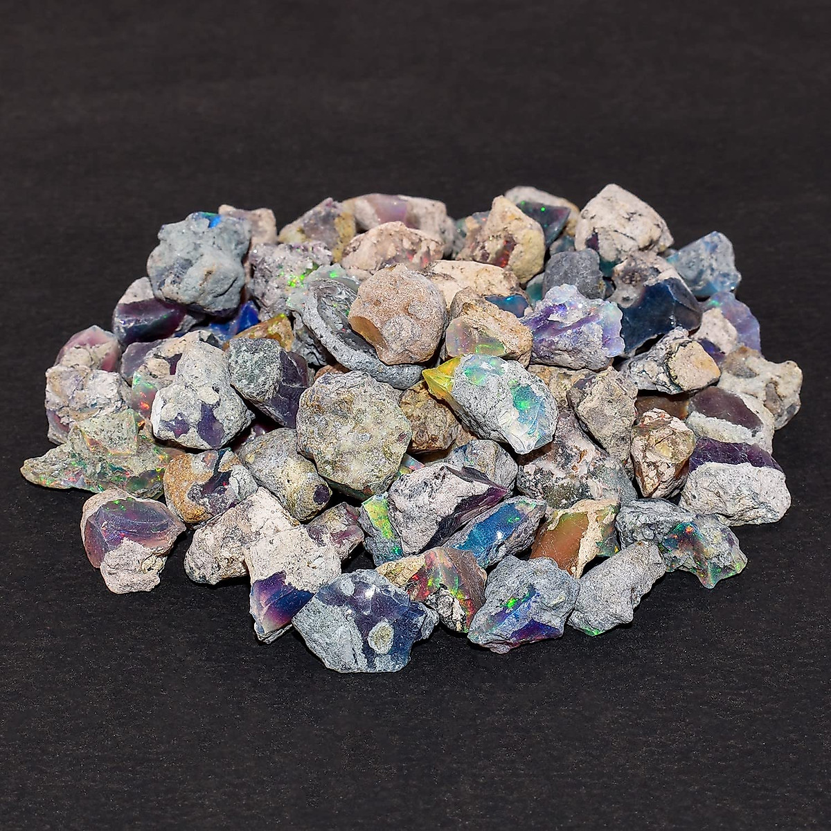 OdrillionGems 25carats Natural Raw Black Ethiopian Opal Gemstones, Opal Rough Stones, DIY Jewelry Making, Chakra Healing Crystals, Loose Wholesale Lot, October Birthstone, Hand Craft, Valentine Gift