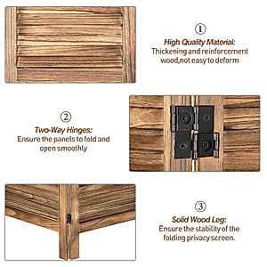 4 Panel Room Dividers, 5.6 FT Tall Room Dividers and Folding Privacy Screens, Partition Room Dividers, Wood Room Divider Style, Decorative Room(Natural)