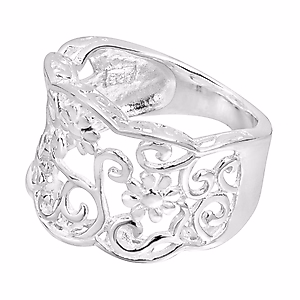 AeraVida Gorgeous Floral Filigree Vines .925 Sterling Silver Ring (10) | Vintage Silver Ring for Women | Fashion Jewelry