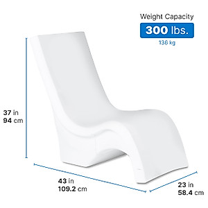 Step2 Vero Pool Chair, Fade-Resistant, Waterproof Patio Furniture for Sun Shelf, Use in Pools up to 15-Inches of Water, Weighted, 43"D x 23"W x 37"H, Resin, White