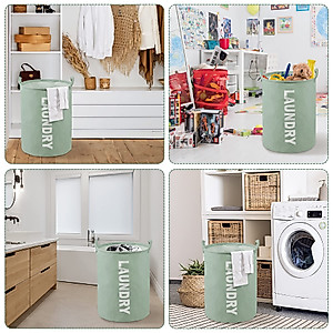 Consmos 6 Sets - 12 Pieces Collapsible Laundry Basket, Large Laundry Hamper with Handle, Freestanding Laundry Baskets Dirty Clothes Basket for Bedroom, Bathroom, Green, Dark Blue and Haze Blue