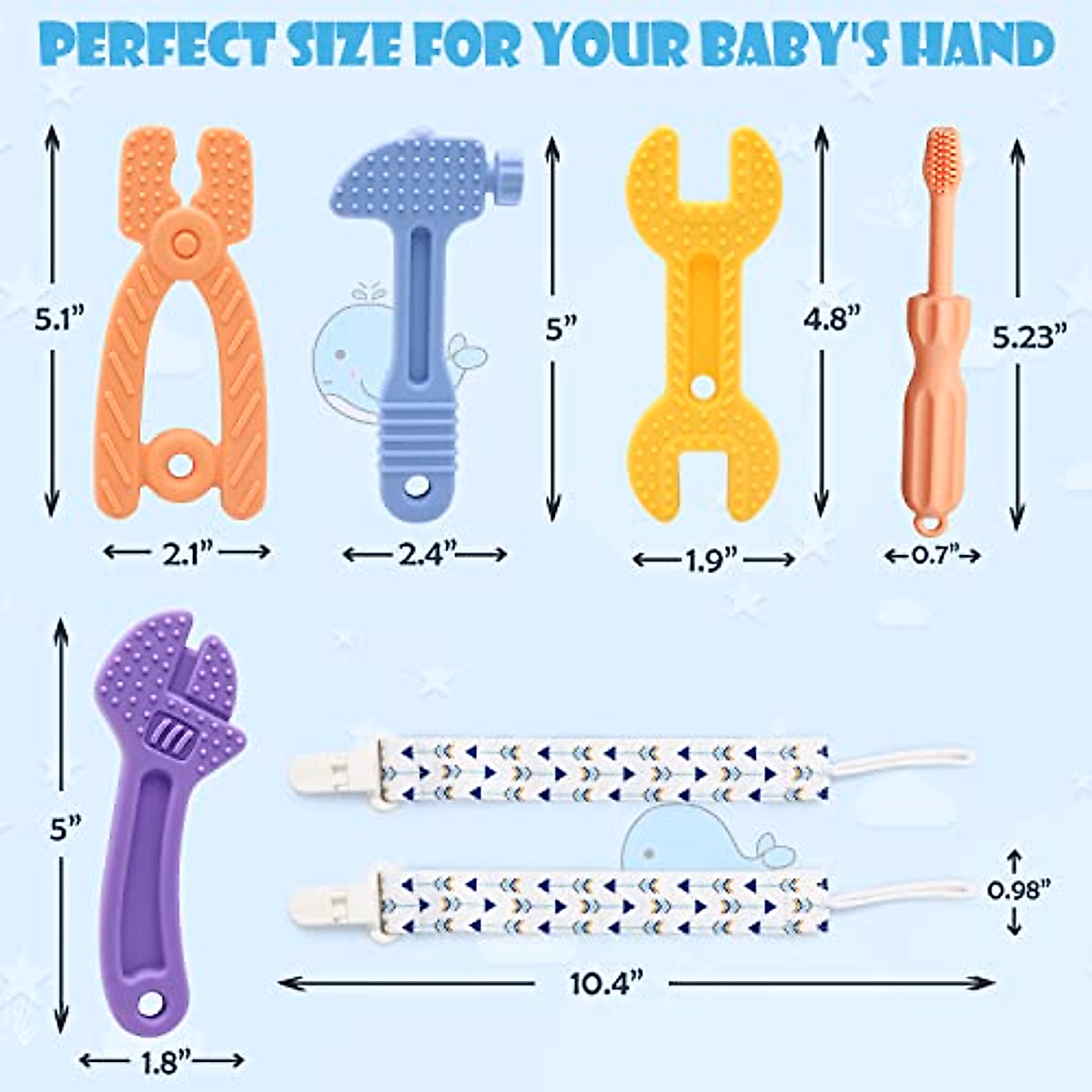 Baby Boy Toys - Baby Molar Teether Teething Toys 0-6 Months 6-12 - Soothe Babies Sore Gums Chew Toys - BPA Free Silicone - 7 Pack