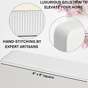 ZHEM Nightstand Organizer Perfume Tray | Small Valet Tray Key Bowl for Entryway Table | Bedside Table Organizer Dresser Catch All Tray| Decorative Leather Catchall Tray | Bedside Organizer -White