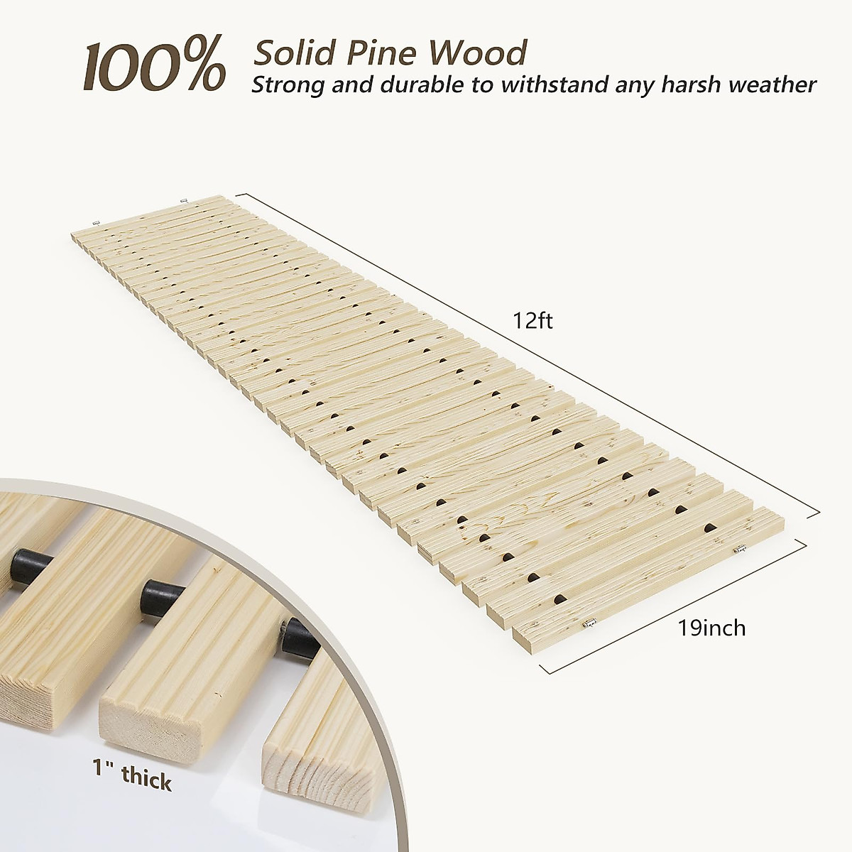 APRILSOUL 12FT Wooden Garden Pathway, Outdoor Roll Out Walkway Path for Patio,Lawn,Backyard,Beach,Wedding