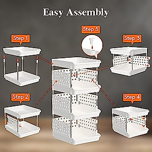 Lifewit Plastic Stackable Storage Baskets, 4 Tier Stacking Bins for Closet Wardrobe, Playroom, Kitchen and Pantry Organization, Large Capacity Multi-Functional Stackable Storage Containers Shelves