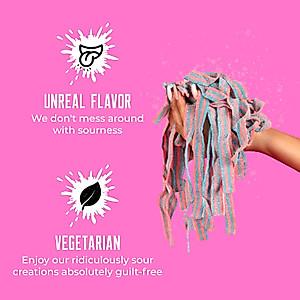 SOUR STRIPS Cotton Candy Flavored | Deliciously Chewy Belts Vegetarian Candies, 12 per Pack, 2 Pack