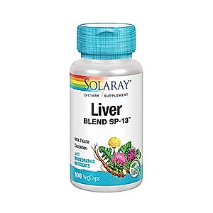SOLARAY Liver Blend SP-13 | Healthy Liver & Kidney Support with Milk Thistle, Dandelion, Artichoke Leaf, Kelp, Peppermint Aerial & More | 100 VegCaps