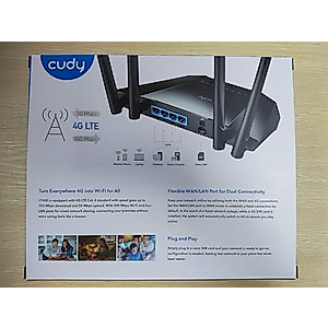 Cudy N300 WiFi Unlocked 4G LTE Modem Router with SIM Card Slot, 300Mbps WiFi, LTE Cat4, EC25-AFX Qualcomm Chipset, 5dBi High Gain Antennas, FDD, DDNS, VPN, Cloudflare, Plug and Play, LT400