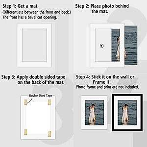 Golden State Art, Pack of 5 Acid Free Bevel Cut 4-Ply Thickness White Core Picture Mats for Photos (White, 11x14 for 8.5x11 Photo)