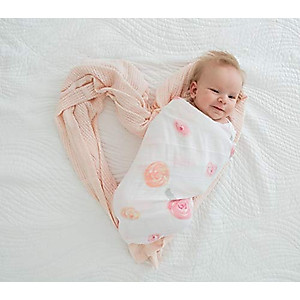 Amazing Baby Muslin Swaddle Blanket, Premium Cotton, Watercolor Roses, Pink, 1 Pack
