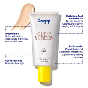 Supergoop! Glowscreen - SPF 40-0.5 fl oz - Pack of 2 - Glowy Primer + Broad Spectrum Sunscreen - Helps Filter Blue Light - Boosts Hydration with Hyaluronic Acid, Vitamin B5 & Niacinamide