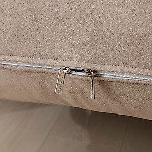 OctoRose Full Size 54x75x8 inch 3 Side Zipper Classic Soft Micro Suede Futon Cover Sofa Daybed Mattress Slipcover (Waterproof-Tan, Full Size)