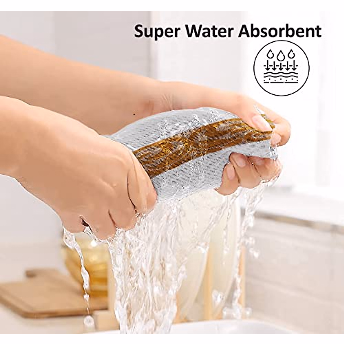 RUVANTI 100% Cotton Kitchen Towels Jacquard, Dish Towels for Kitchen, Washable Dish Cloths, Soft Tea Towels, Super Absorbent for Cleaning, Dishcloths for Quick Drying, 16x26, 12 Pack – Brown & White