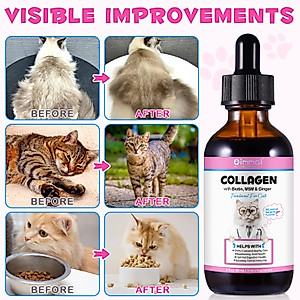 Skin and Coat Supplement for Cats, Collagen for Dogs, Liquid Collagen Boost for Cats, Itch Relief for Cats with Allergies, with Biotin, Support Joints, Skin, Bone & Immune System 2fl.oz