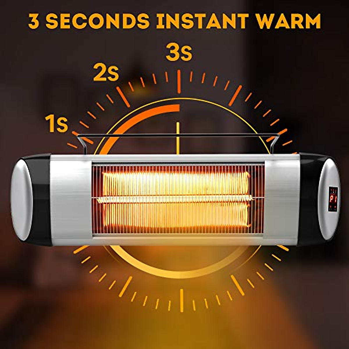 PATIOBOSS Infrared Patio Heater, Freestanding Electric Outdoor Heater for Instant Warm,Quiet Operation, Infrared Heater with Remote Control & 24 Hours Timer for Outdoor Indoor Use