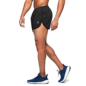 G Gradual Men's Running Shorts 3 Inch Quick Dry Gym Athletic Jogging Shorts with Zipper Pockets (Black, Medium)