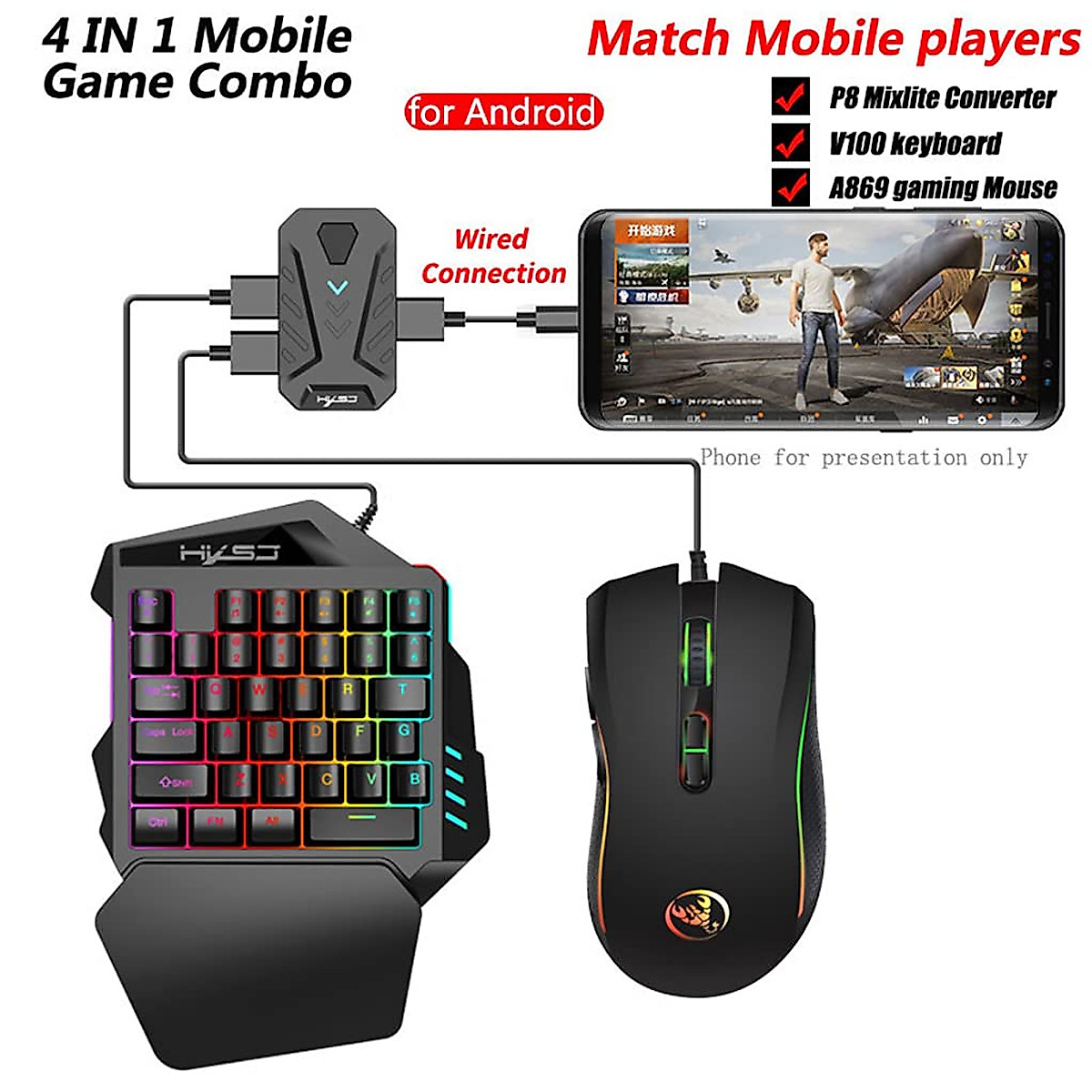 YEZININHAO Wired Game Converter for Mobile Gamepad Gaming Keyboard Mouse Converter Adapter Keyboard and Mouse Converter