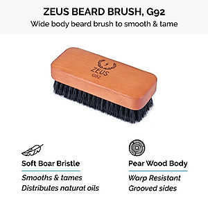ZEUS Starter Beard Wash & Grooming Kit, Beard Brush & Beard Wash Combo Gift Set for Men (Sandalwood)