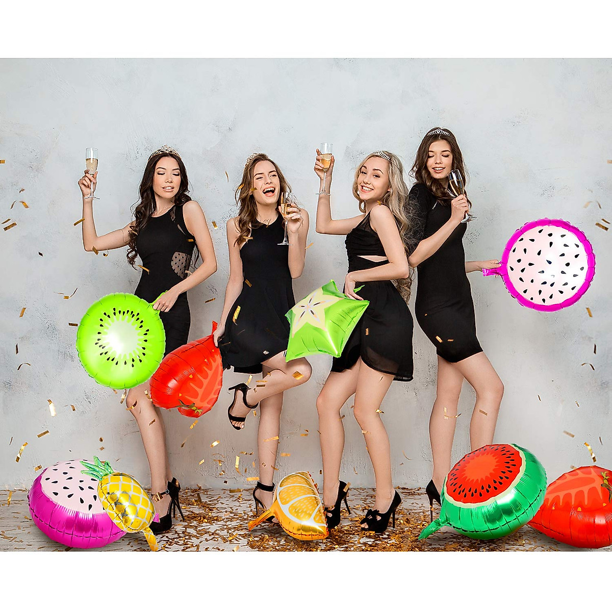 30 Pieces Fruit Balloons Fruit Aluminum Foil Balloons Tutti Frutti Party Decorations Tropical Fruit Balloons for Birthday Fruit Themed Party Decorations, 2 Sizes