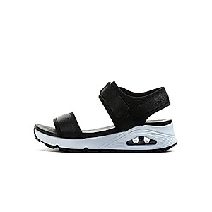 Skechers Cali Women's womens Uno - New Sesh Sport Sandal, Black/White, 11 US