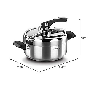 Korkmaz Turbo 5 Quart Stove Top Pressure Cooker Stainless Steel Cookware Induction Compatible, Manual Slow Cooker, Rice Cooker, Steamer, Saute, Yogurt Maker and Warmer
