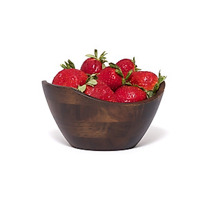 Lipper International Set of 4 Walnut Finish Small Wavy Rim Bowls