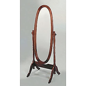 OBIOZZ Bedroom Floor Standing Mirror Swivel Adjustable Full-Length Oval Wood Floor Mirror, Cherry Modern Design Full-Length Mirror