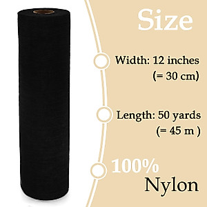 Black Organza Fabric Roll Crystal Organza 12" by 50 Yards Sheer Tulle Fabric Shiny Netting for Halloween Party Backdrop Decoration Table Runner Gift Wrapping DIY Crafts