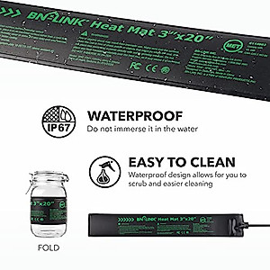 BN-LINK Durable Seedling Heat Mat Warm Hydroponic Heating Pad Waterproof 3" x 20" for Seed Starting Greenhouse and Germination