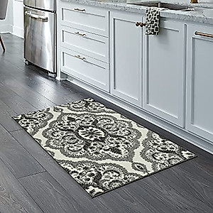 Maples Rugs Vivian Medallion Kitchen Rugs Non Skid Accent Area Carpet [Made in USA], 2'6 x 3'10, Grey