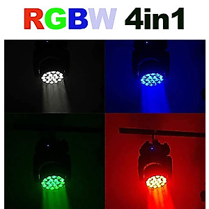 SHEHDS Moving Head Light LED 19x15W RGBW 4in1 Beam/Wash/Zoom Effect Stage Lights Professional DMX512 & Sound Activated Control DJ Lights for Party Wedding Disco and Nightclub - 1 Pack
