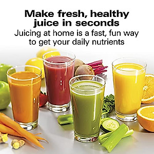 Hamilton Beach Professional Juicer Machine, Centrifugal Extractor, with 3.5” Super Chute for Whole Fruits and Vegetables, 1100 Watts Easy Sweep Cleaning Tool, Black (67906)