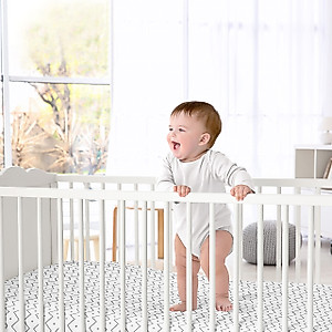 Fitted Crib Sheet for Blue and Green Modern Dinosaur Baby/Toddler Bedding Set Collection - Grey Chevron Prehistoric Print