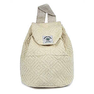 Hemp small bag for women Girls Light Weight Eco Friendly Small cute backpack Bag for everyday lives (Ivory)