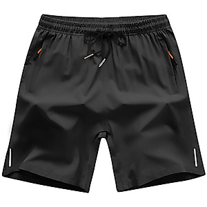 Boy's Shorts Quick Dry Athletic Shorts Basketball Sports Running Shorts 2024, A/Black, 13-14T=Tag 170