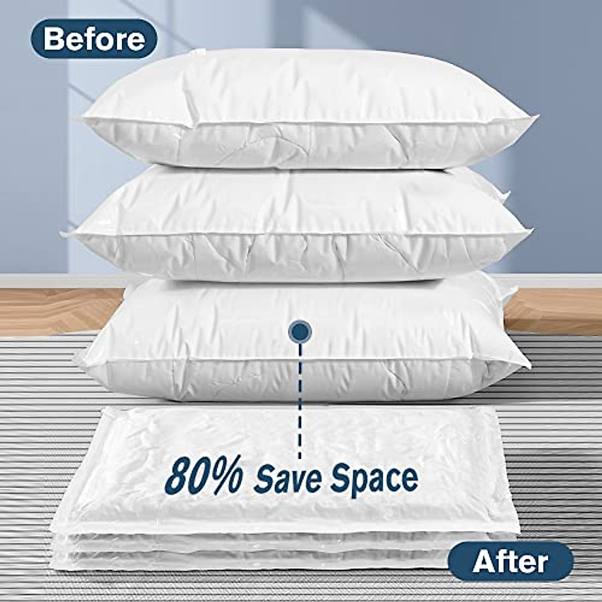 Vacuum Storage Bags, OFFSIR 16-Pack Vacuum Sealer Bags Space Saver Bags Compression Bags for Comforters Blankets Bedding,Vacuum Seal Bags for Clothes with Hand Pump-4 Jumbo,4 Large,4 Medium,4 Small