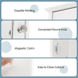 LOKO Bathroom Medicine Cabinet with Mirror, Wall Mounted Storage Cabinet with Single Mirrored Door and Adjustable Shelf for Bathroom, Living Room or Entryway, 13.5 x 6 x 21 inches (White)