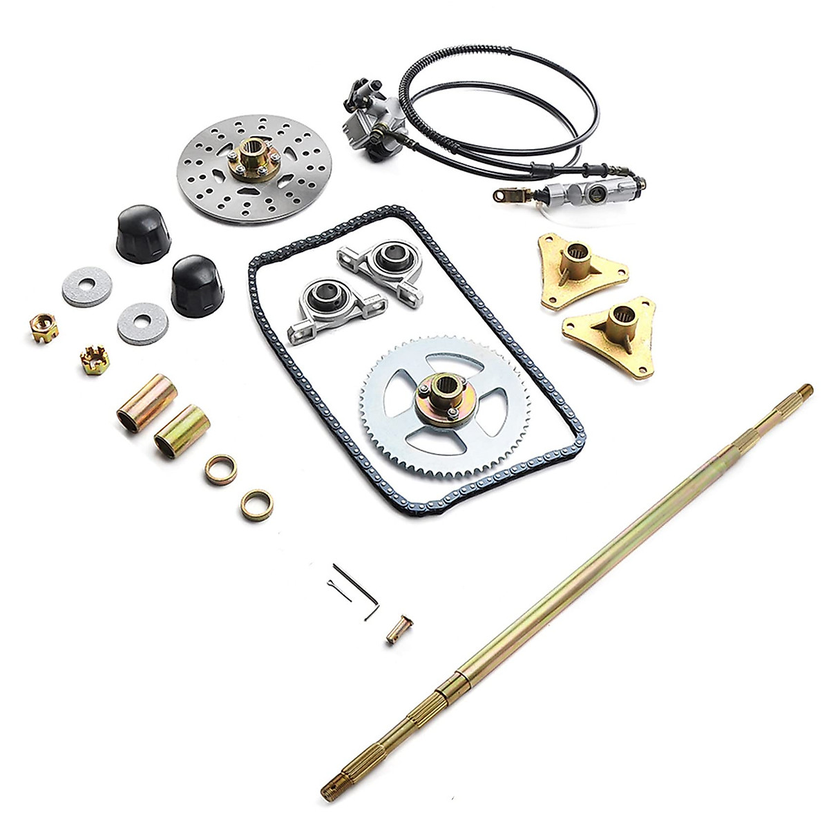 MOFANS 740MM 29.1" Go Kart Rear Axle Assembly Complete Wheel Hub Kit Fit for Go Kart Quad ATV Drift Trikes